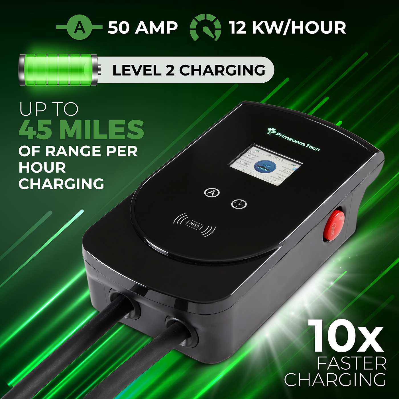 50 Amp Level 2 Adjustable EV Charger - Fast Charging & Durability ...