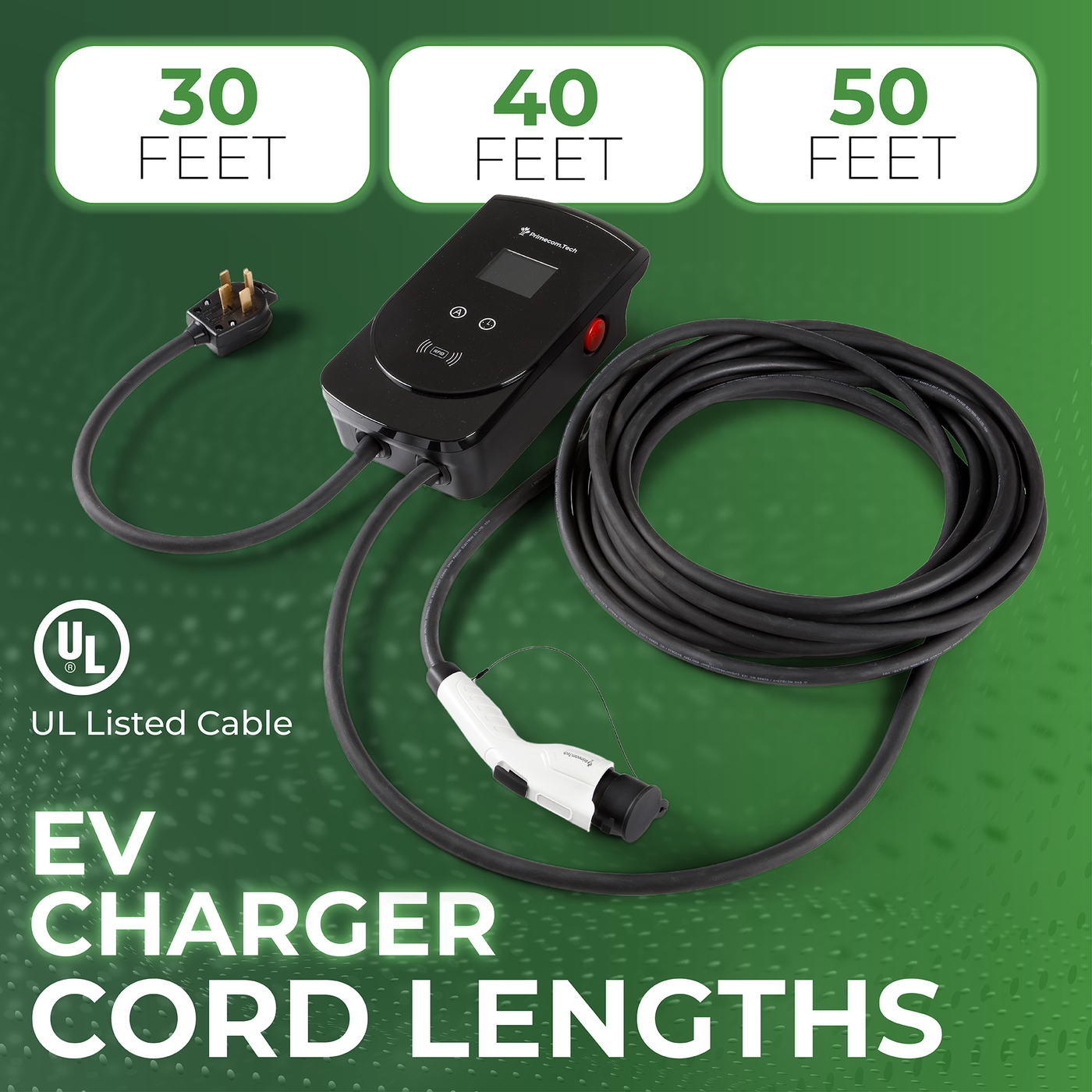 50 Amp Level 2 Adjustable EV Charger - Fast Charging & Durability ...
