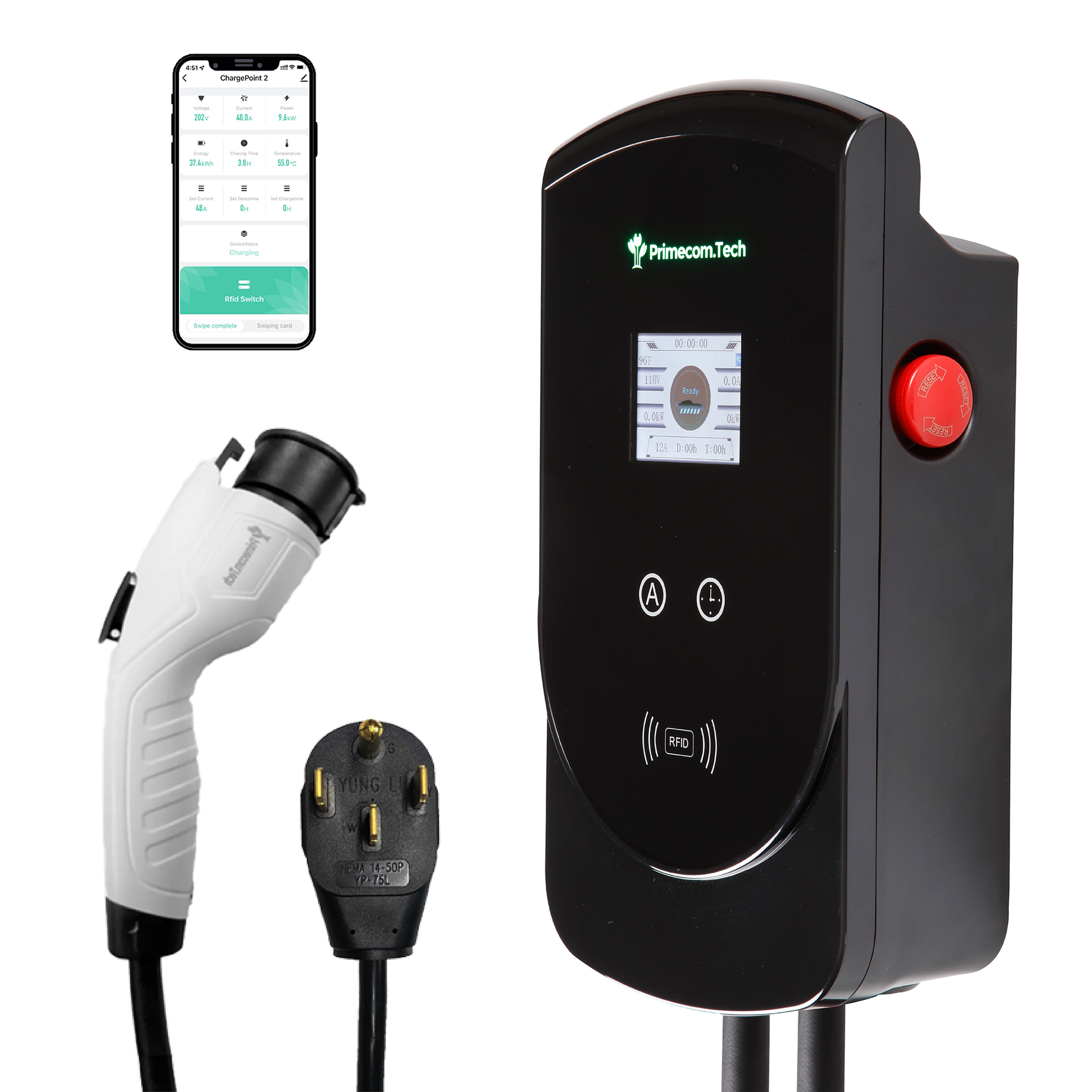 50 Amp Level 2 Adjustable EV Charger - Fast Charging & Durability ...