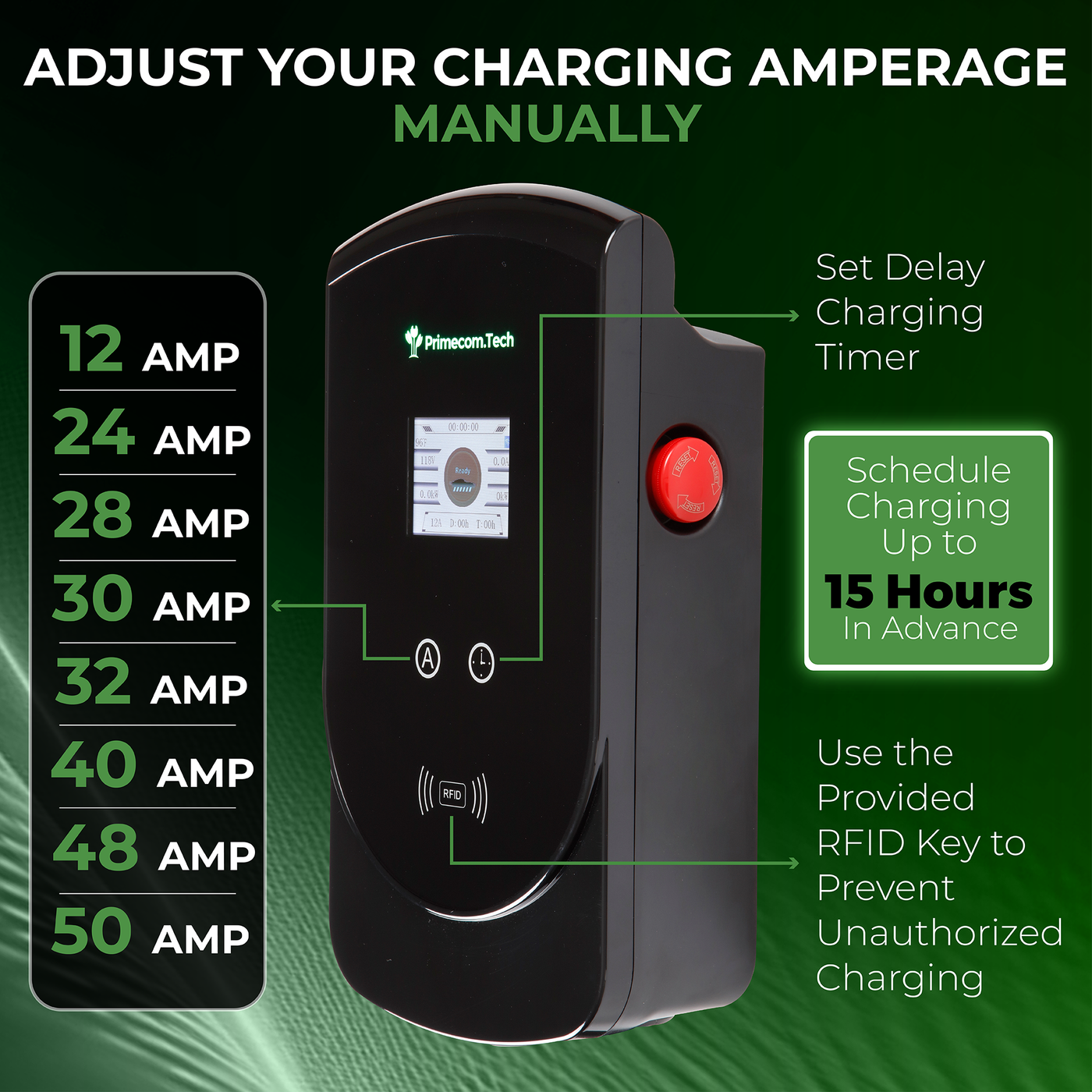 50 Amp Level 2 Adjustable EV Charger - Fast Charging & Durability ...