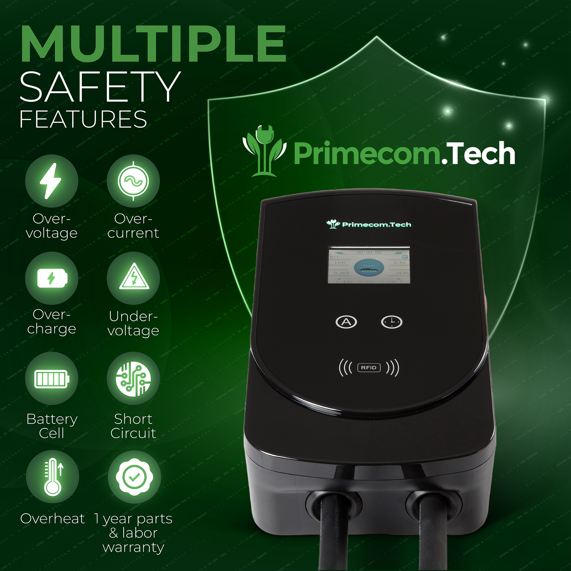 Primecom 80 Amp Level 2 EV Charger | 277/480 Volt AC Single Phase J177 ...