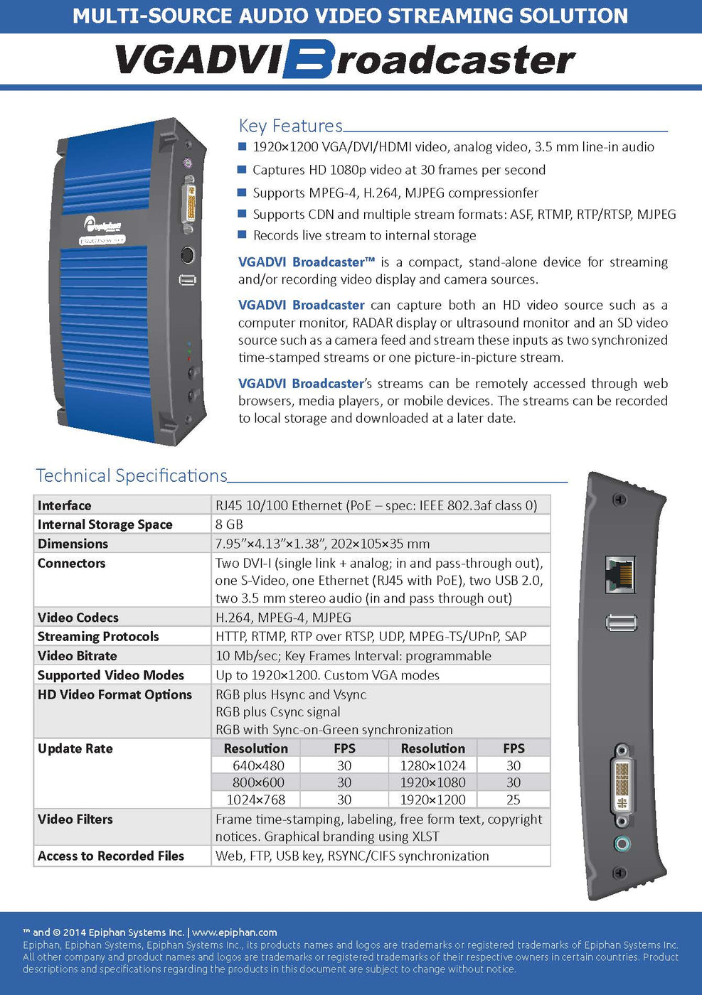 Epiphan | VGADVI Broadcaster | VGA, DVI, HDMI Video Encoder and Stream ...