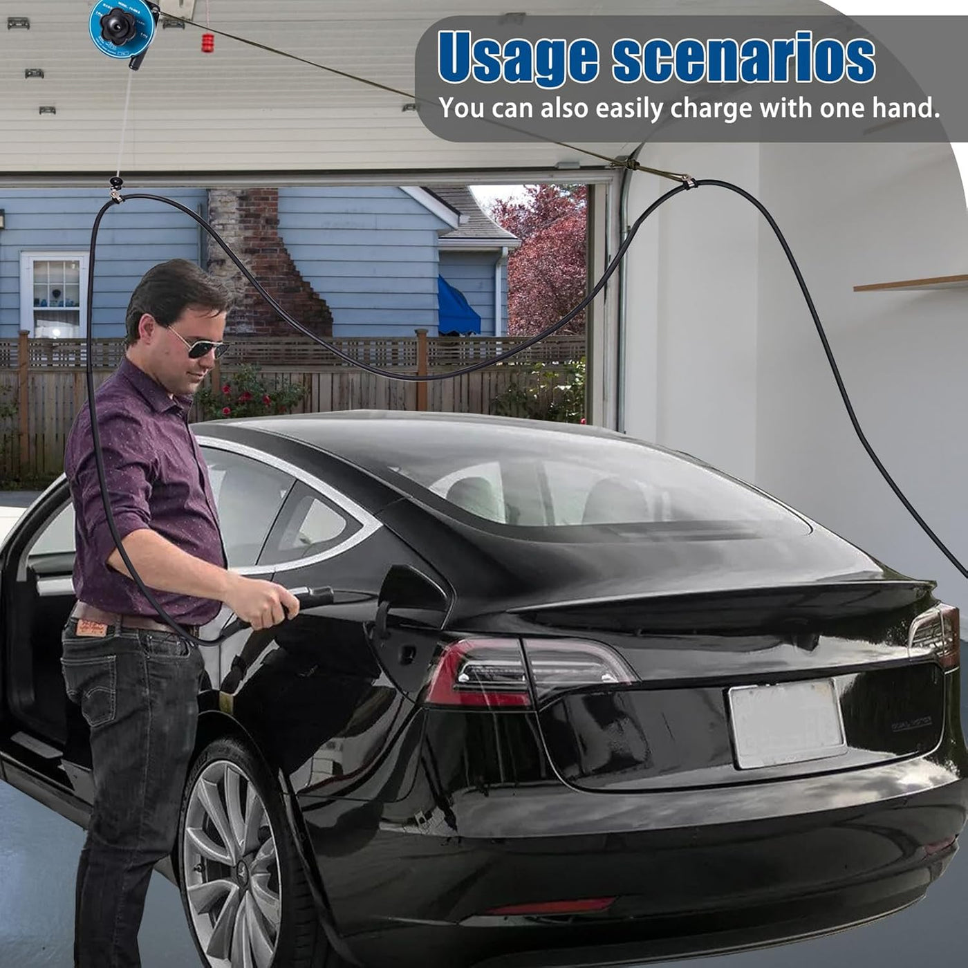 EV Charger Retractable Cable Organizer Management System for Tesla and ...
