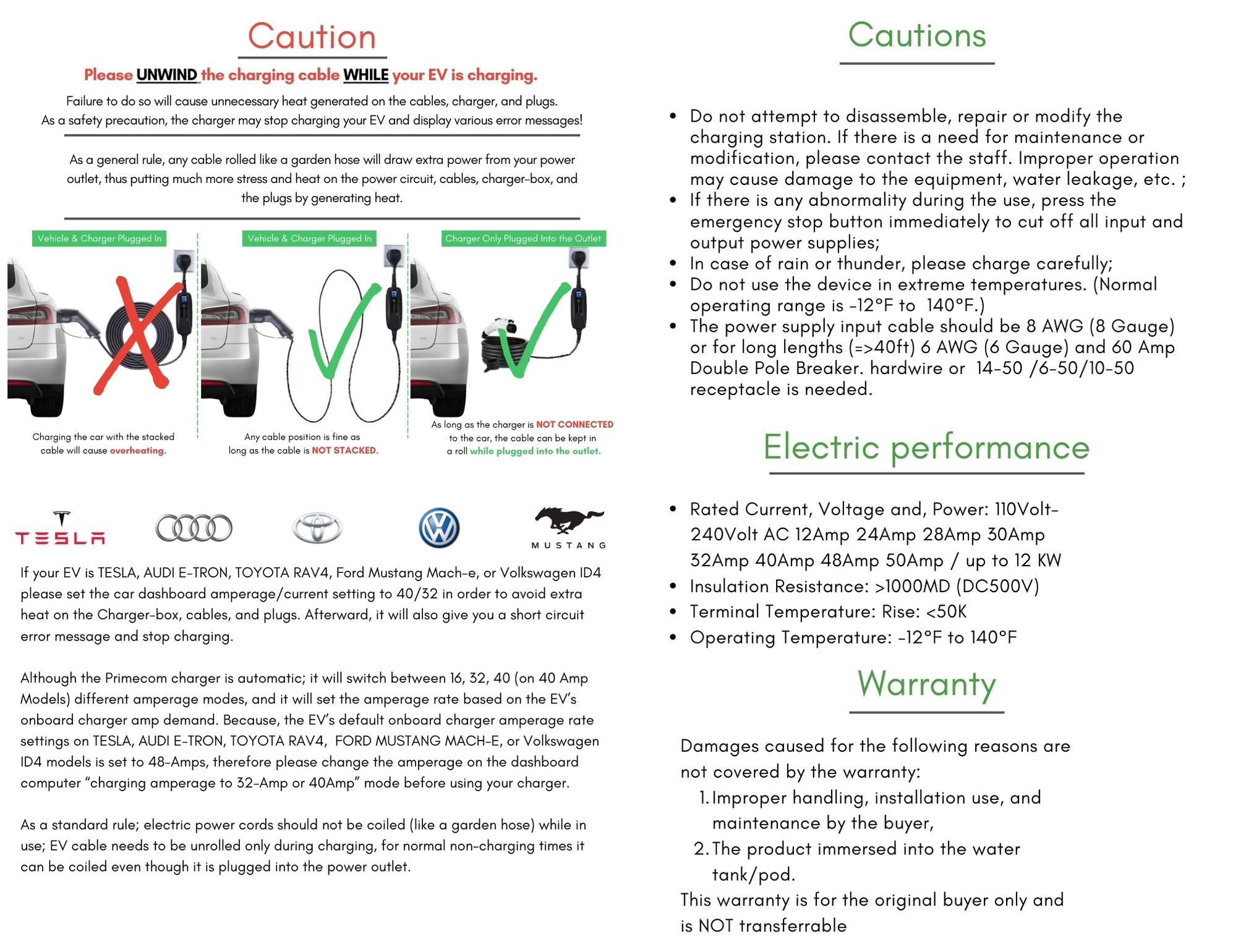 50 Amp Level 2 Adjustable EV Charger - Fast Charging & Durability ...
